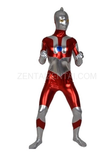 Red Gray Shiny Metallic Morph Zentai Men's Suit - ZentaiZentai.com